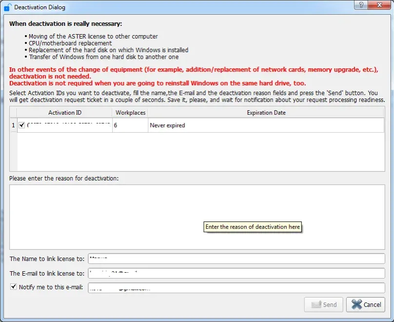 Deactivation Dialog Box [ASTER Wiki]