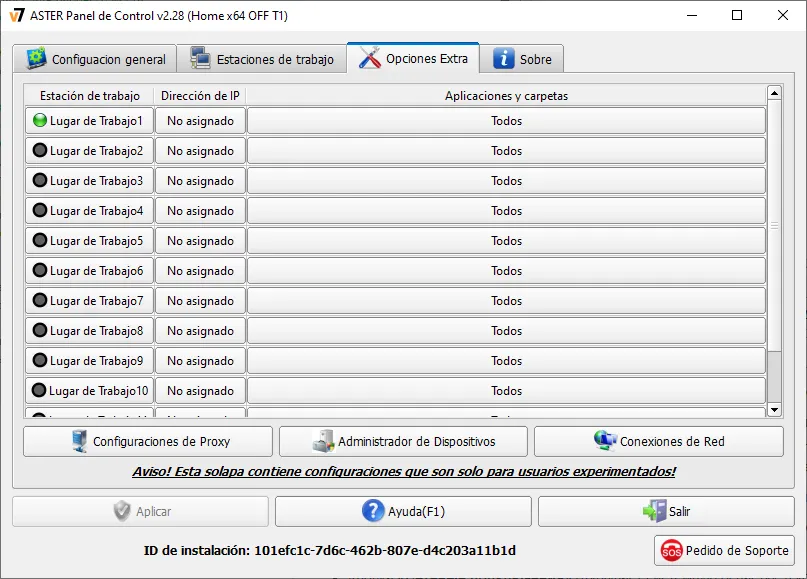 "Configuración ampliada" [ASTER Wiki]