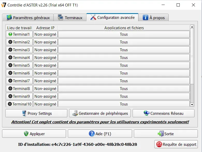Onglet "Configuration avancée" [ASTER Wiki]