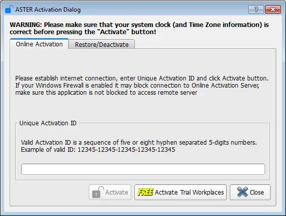 "Online Activation" Tab [ASTER Wiki]